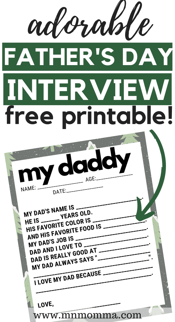 FREE All About My Dad - Father's Day Interview Printable - Minnesota Momma