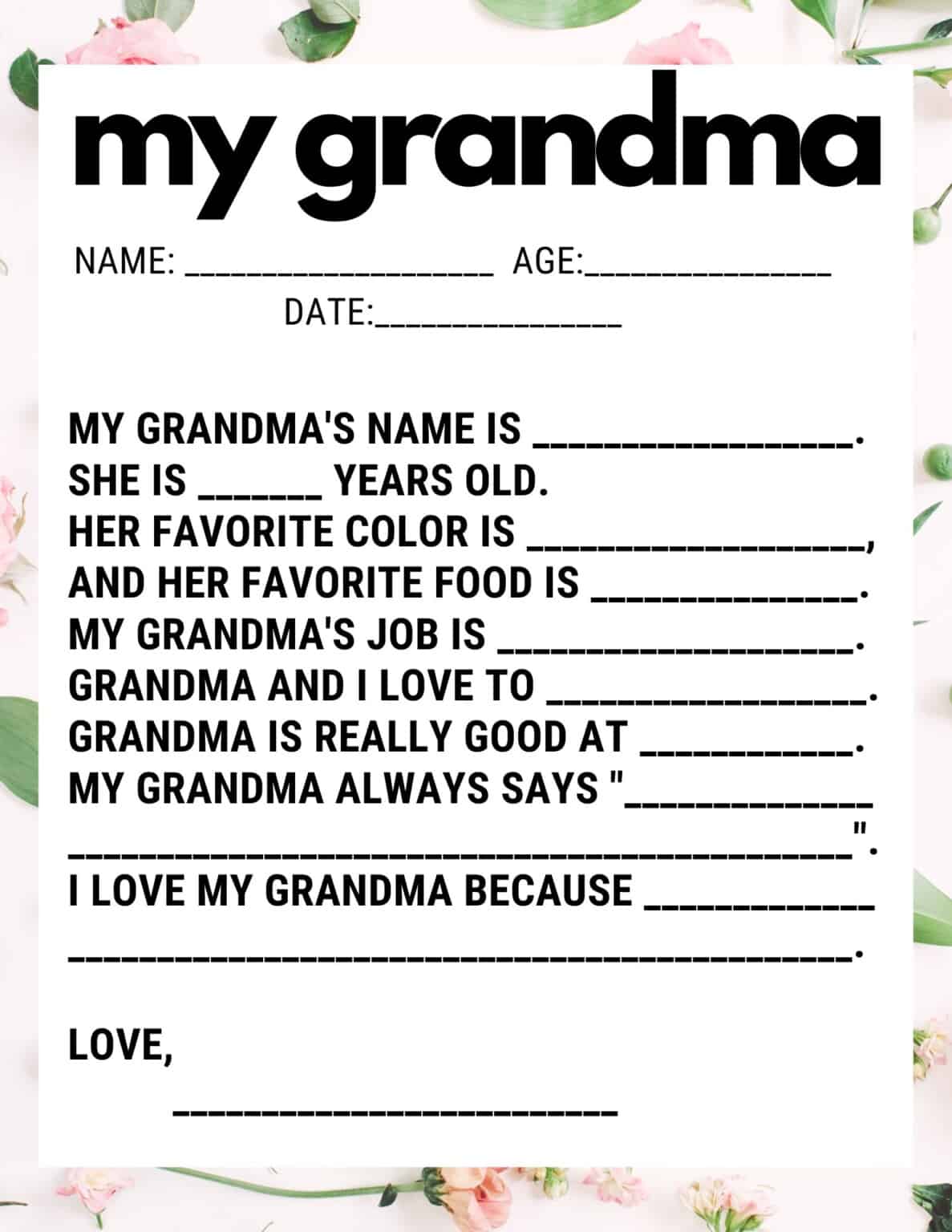 All About Mom Questions: Mother's Day Interview (Free Printable ...