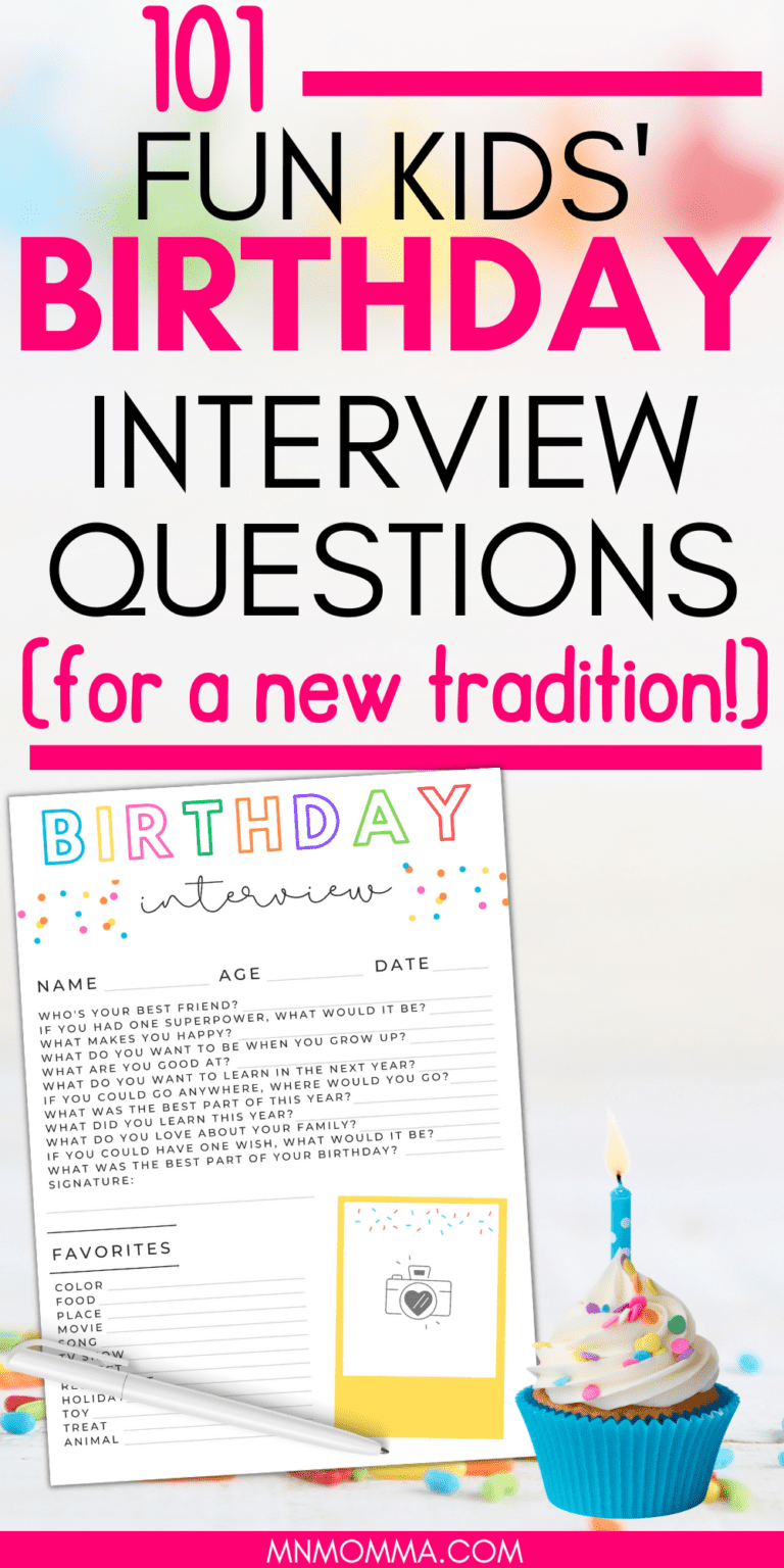 101 Fun Birthday Interview Questions for Kids + Free Printable ...