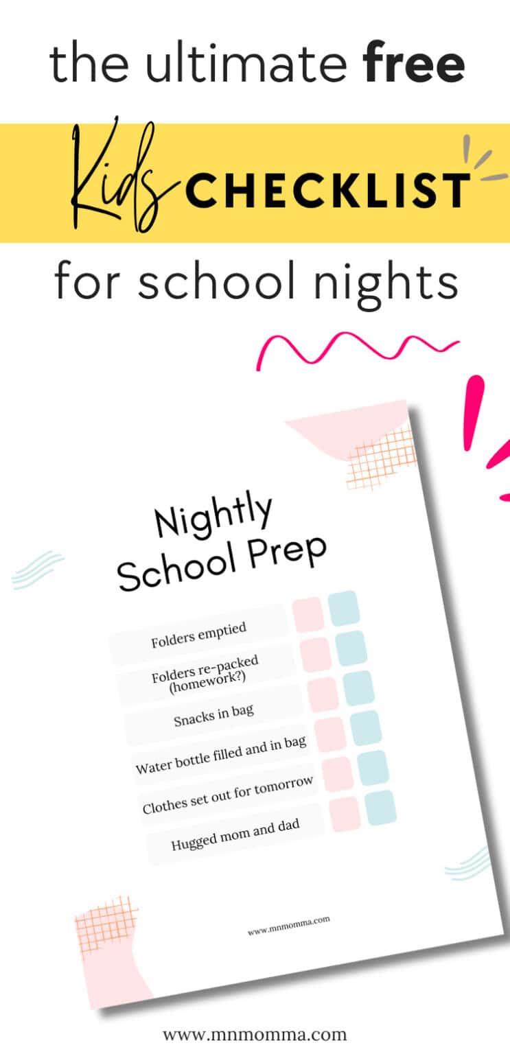 Night Before School Routine Checklist (Free Printable!) - Minnesota Momma